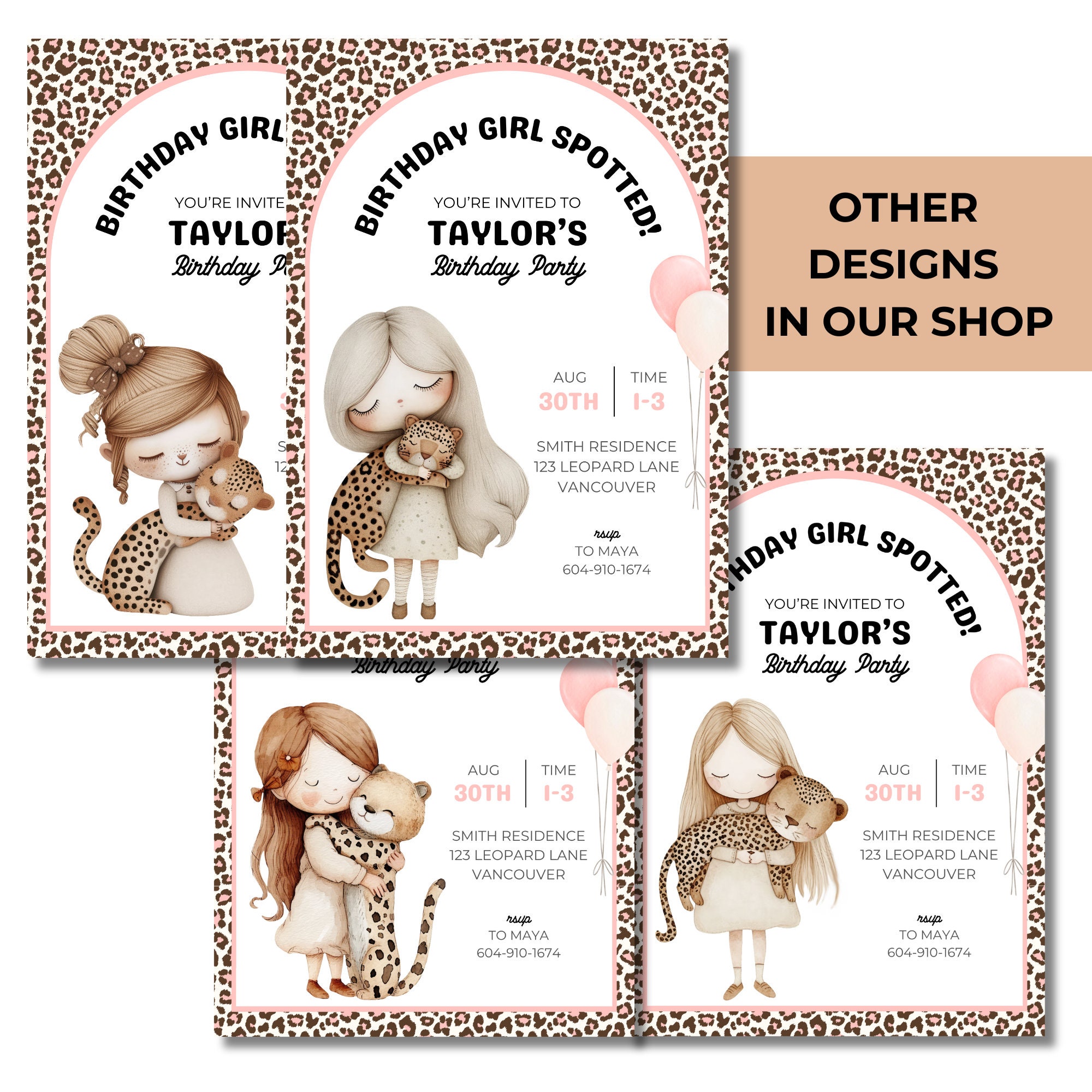 EDITABLE Leopard Birthday Invitation, Wild One Cheetah Birthday Party ...