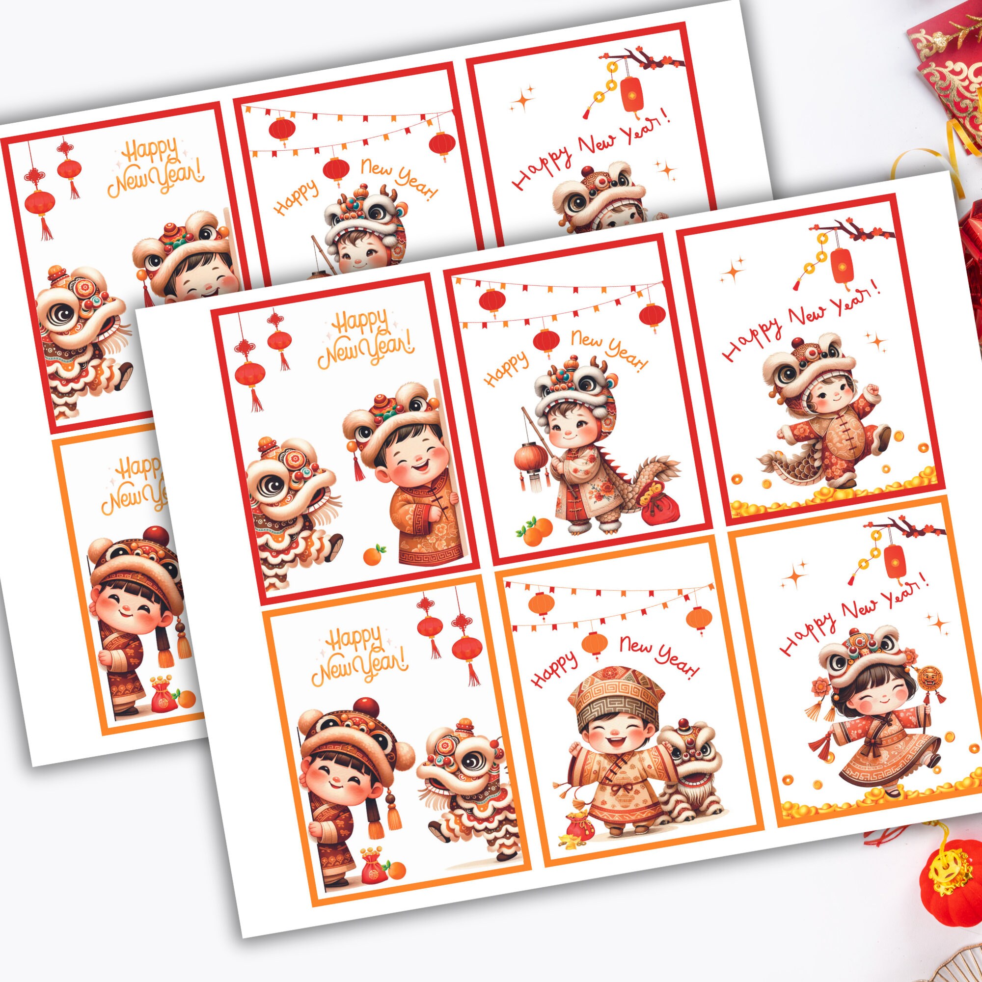 2024 Year of the Dragon Chinese New Year Card, 3X4 Printable Chinese ...