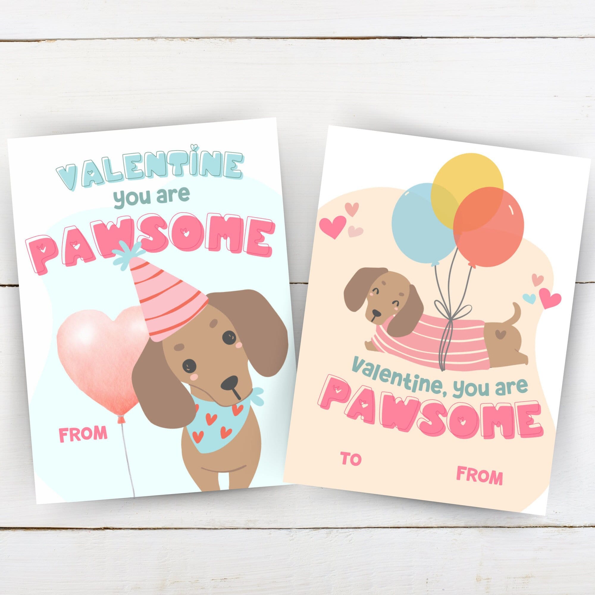 EDITABLE Dachshund Valentine Card, Dog Valentine Cards, Kids School ...