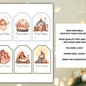 Kids Nativity Gift Tag Set, Christmas Printable Tag, Christmas Favor ...