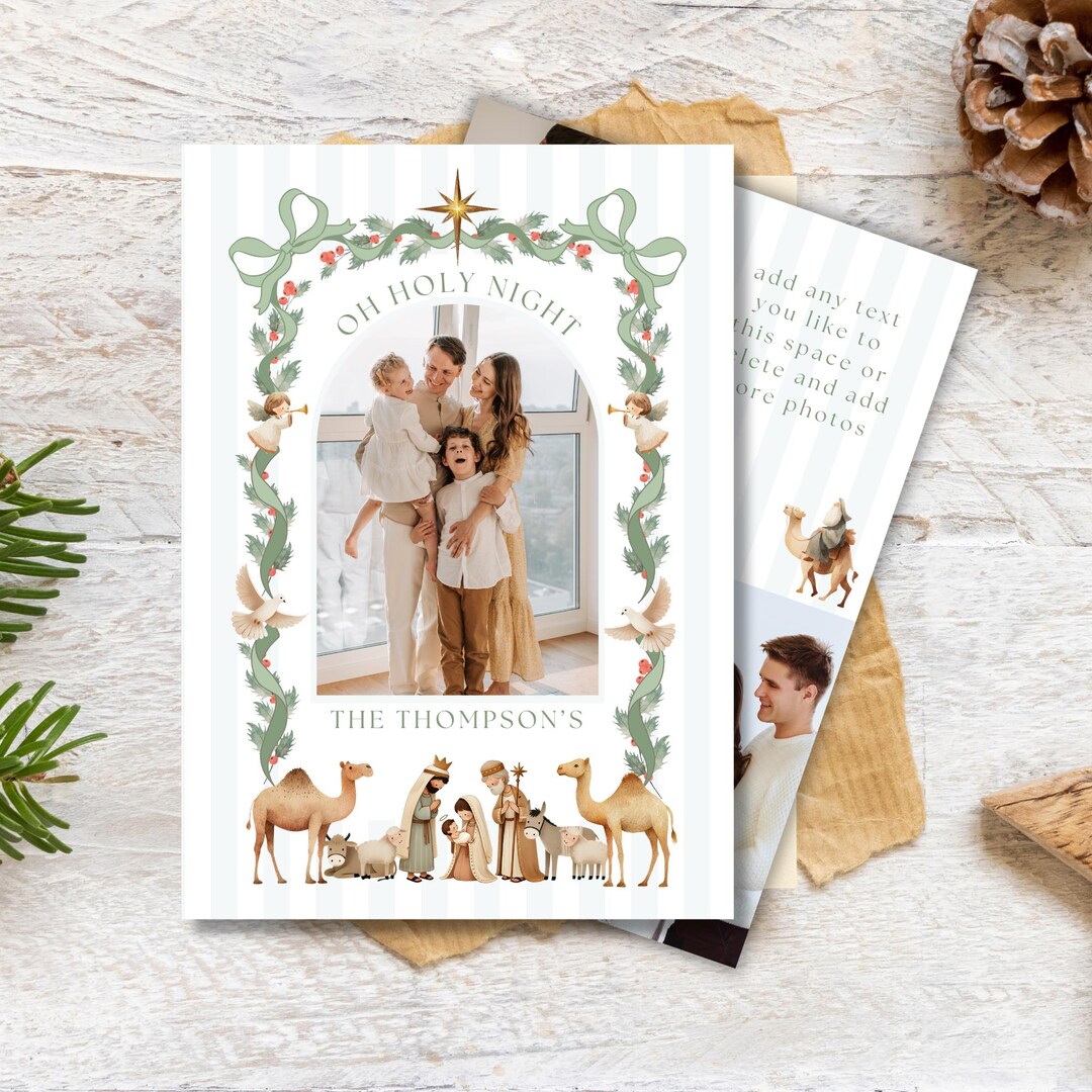 Nativity Christmas Photo Card Printable, Holiday Photo Card Template ...