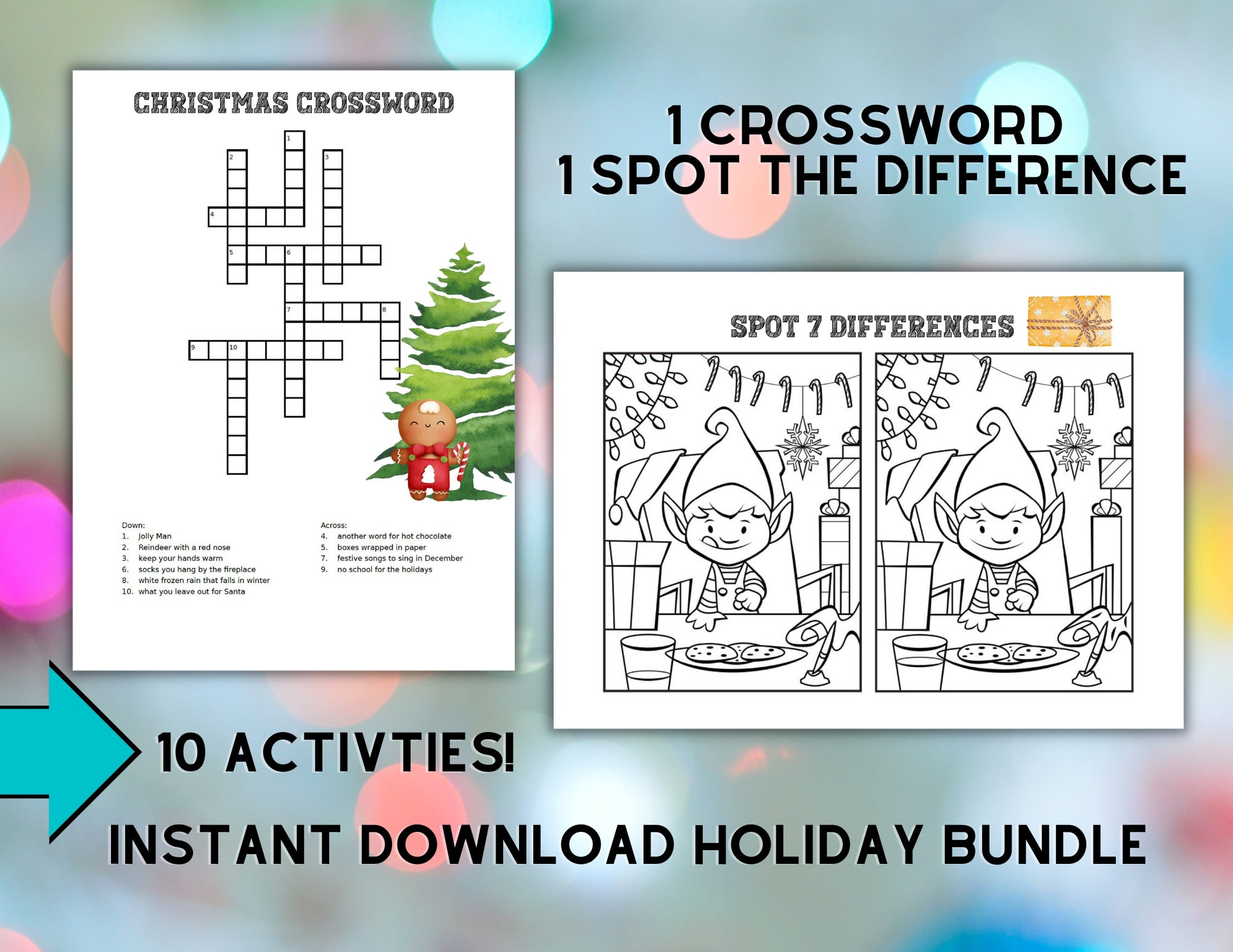BUNDLE 10 Printable Games for Kids / Winter Word Search / Christmas ...