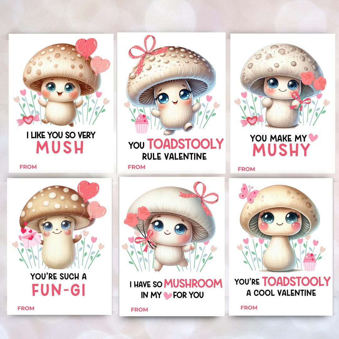 Mushroom Valentine, Classroom Valentine Cards, Kid Valentine Cards ...