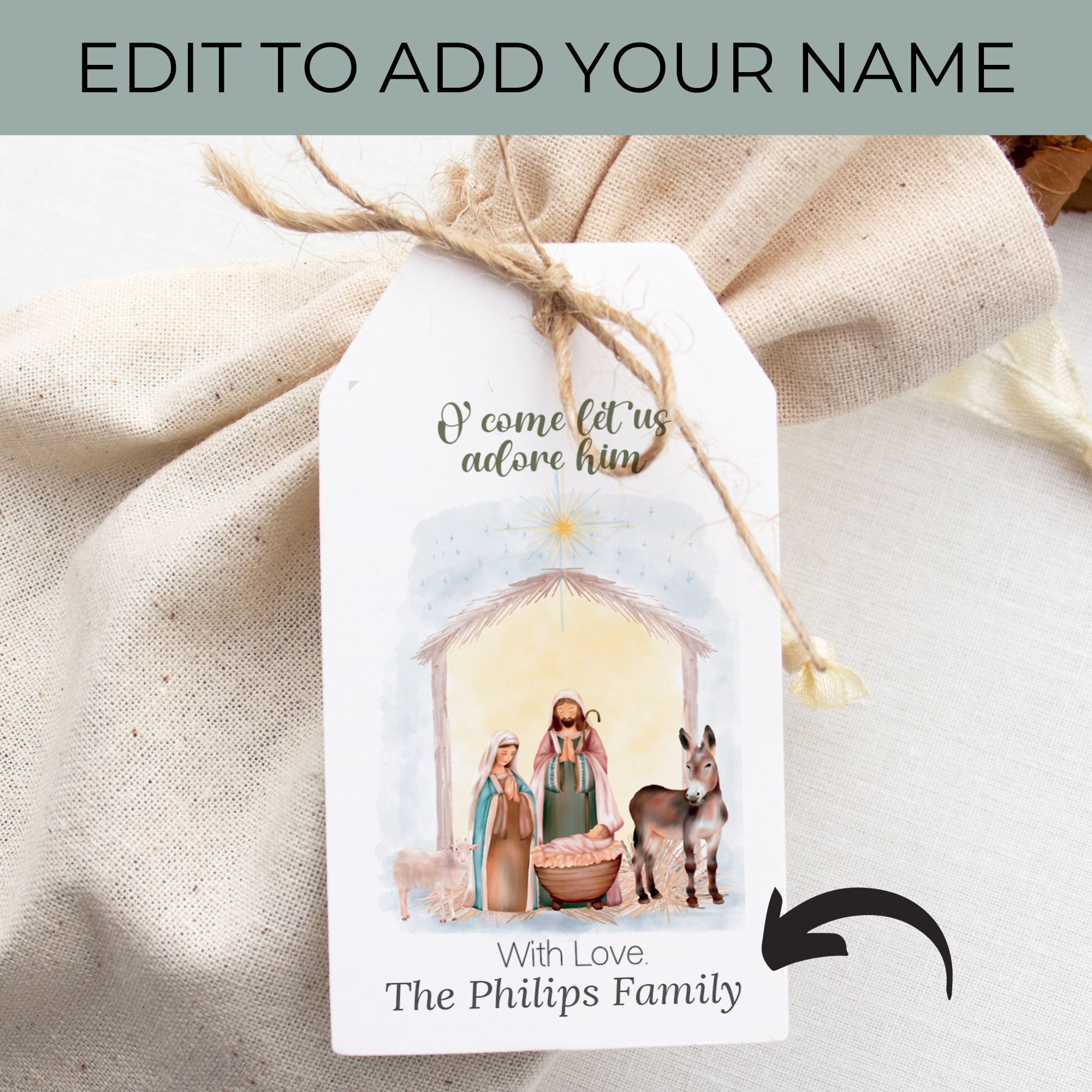 Watercolor Nativity Gift Tag, Christmas Printable Template, Christmas ...