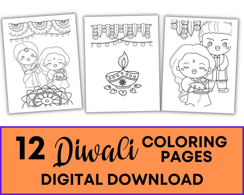 Diwali Coloring Sheets / Instant Download / Happy Diwali / Diwali ...