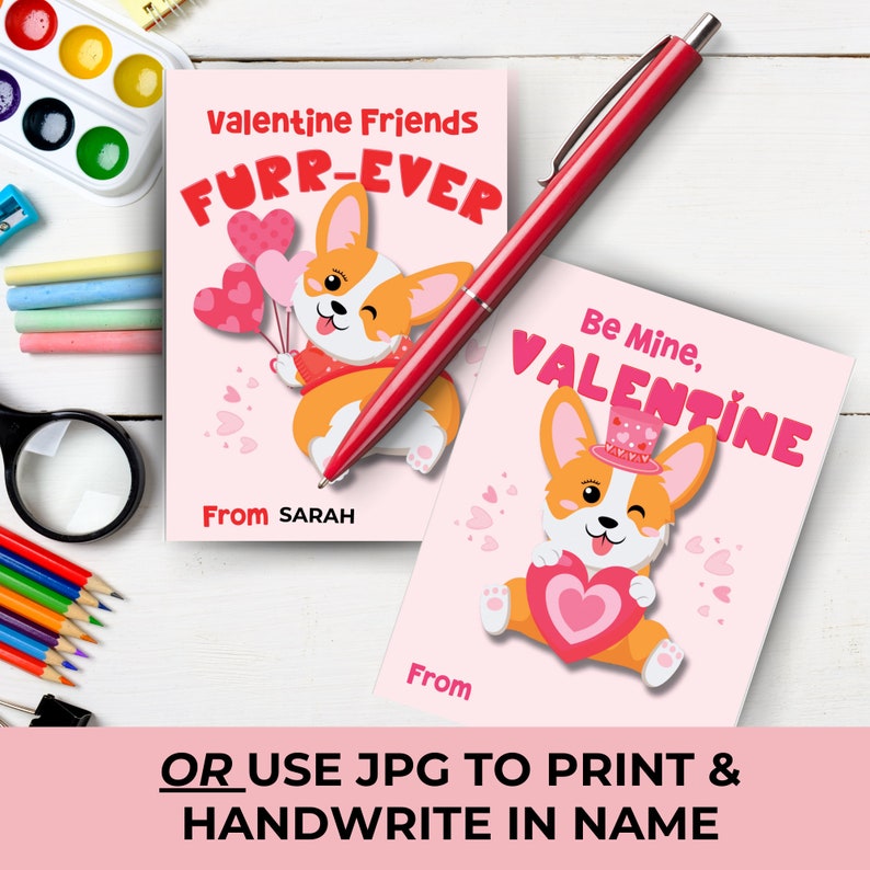 EDITABLE Corgi Dog Valentine Card, Printable You Are Pawsome, DIY ...