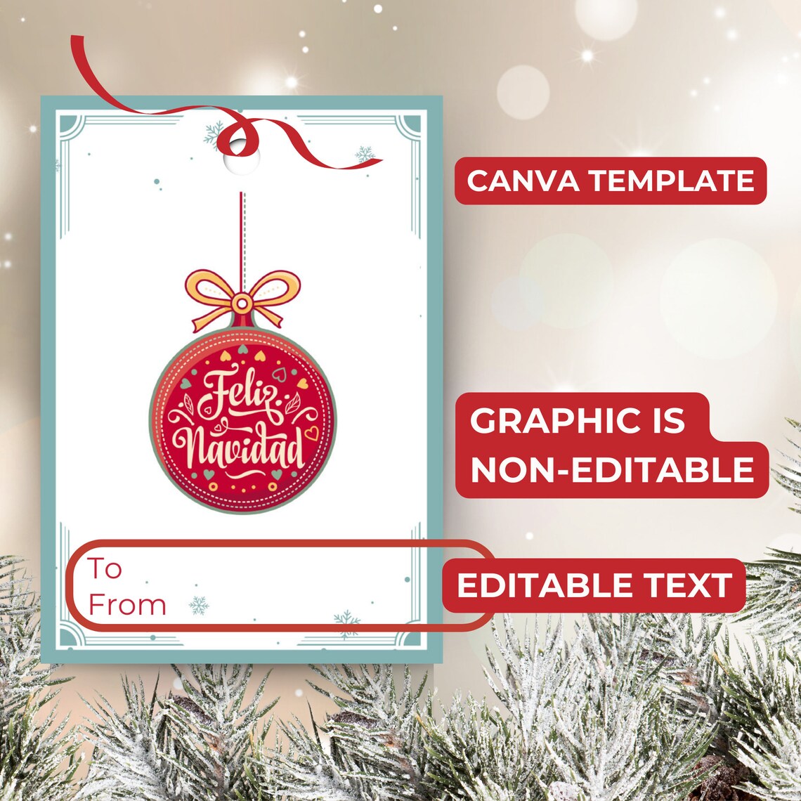 EDITABLE Feliz Navidad Tag, Spanish Christmas Gift Tags, Printable ...