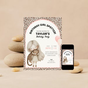 EDITABLE Leopard Birthday Invitation, Wild One Cheetah Birthday Party ...
