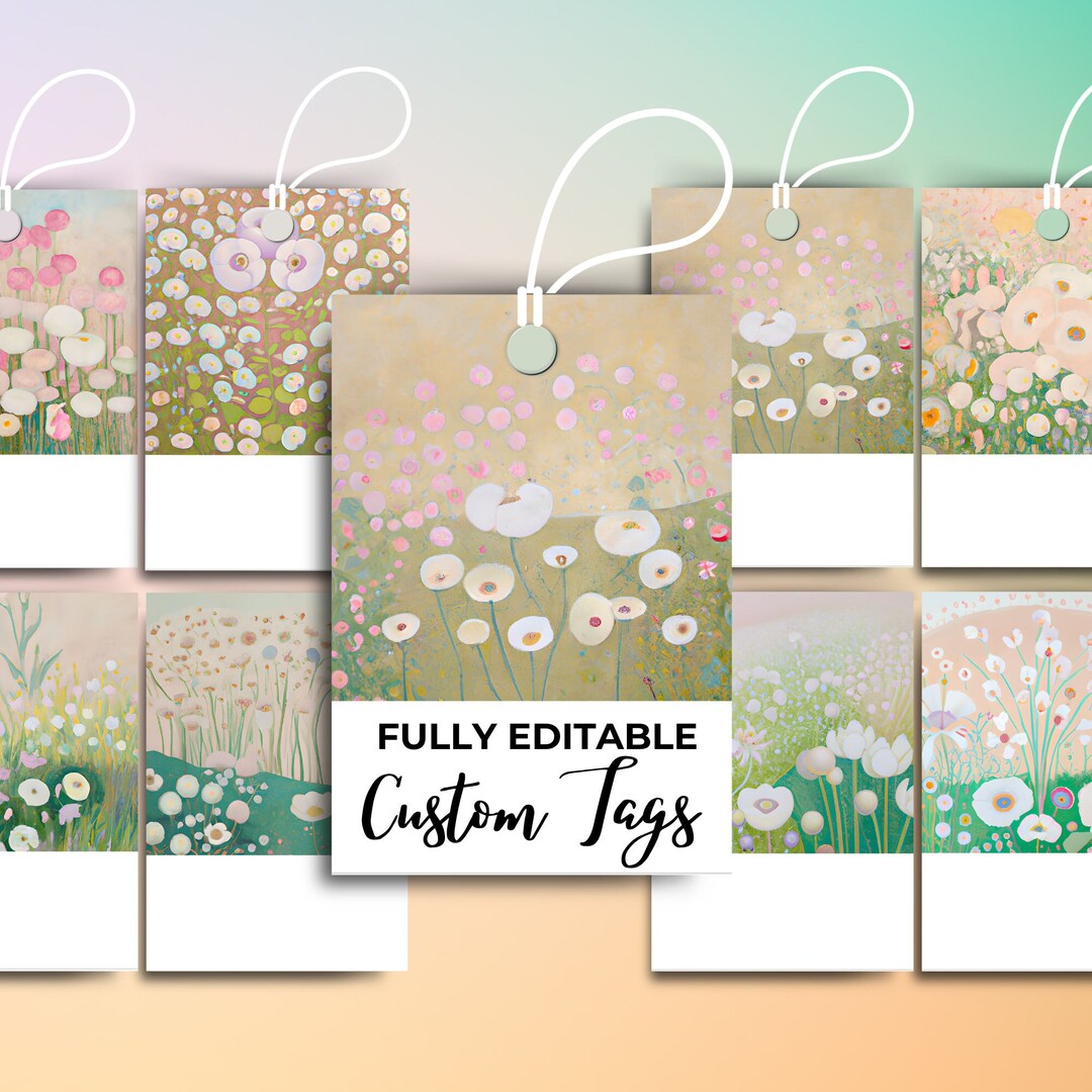 EDITABLE Floral Gift Tags Instant Download, Blank Gift Tags, Custom Tag ...