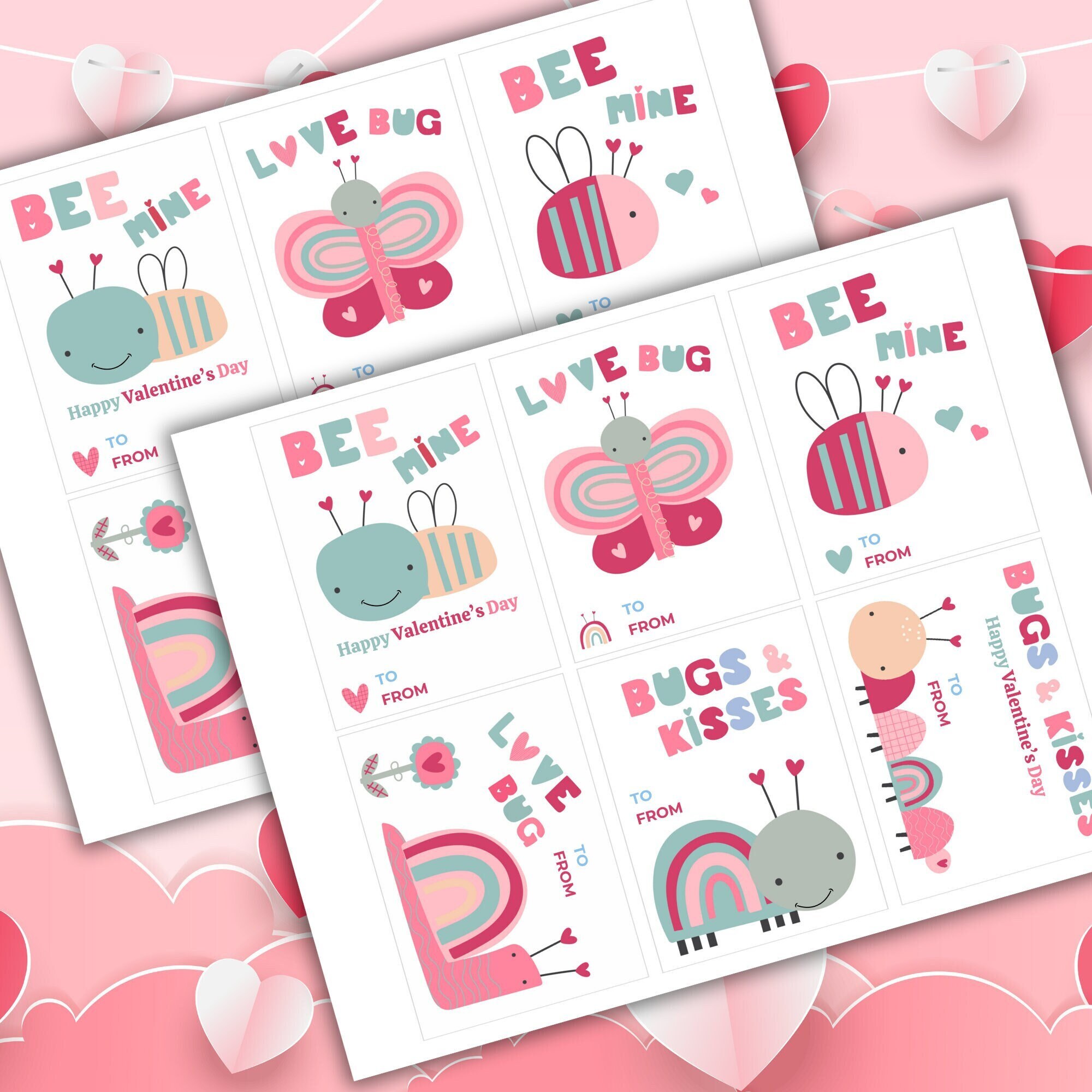 EDITABLE Love Bug Valentine Card, Bug Printable Valentines, Bee Mine ...