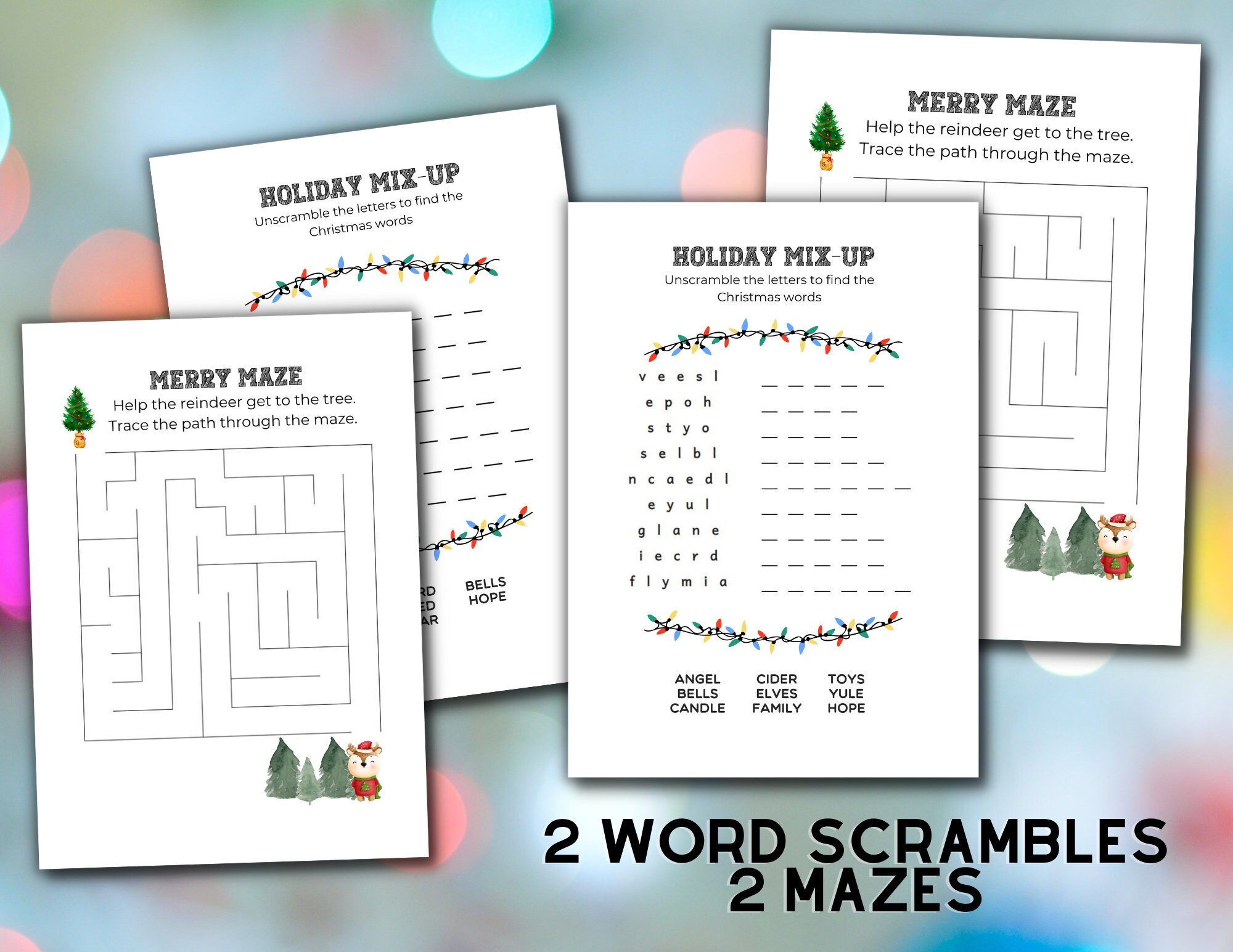 BUNDLE 10 Printable Games for Kids / Winter Word Search / Christmas ...