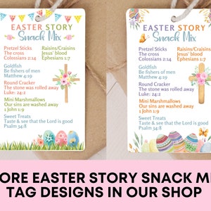 The Easter Story Snack Mix Printable Tag and Bag Topper, Easter Basket ...