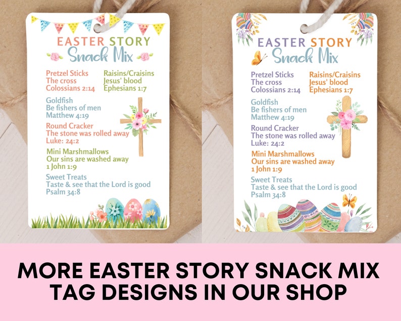 The Easter Story Snack Mix Printable Tag and Bag Topper, Easter Basket ...