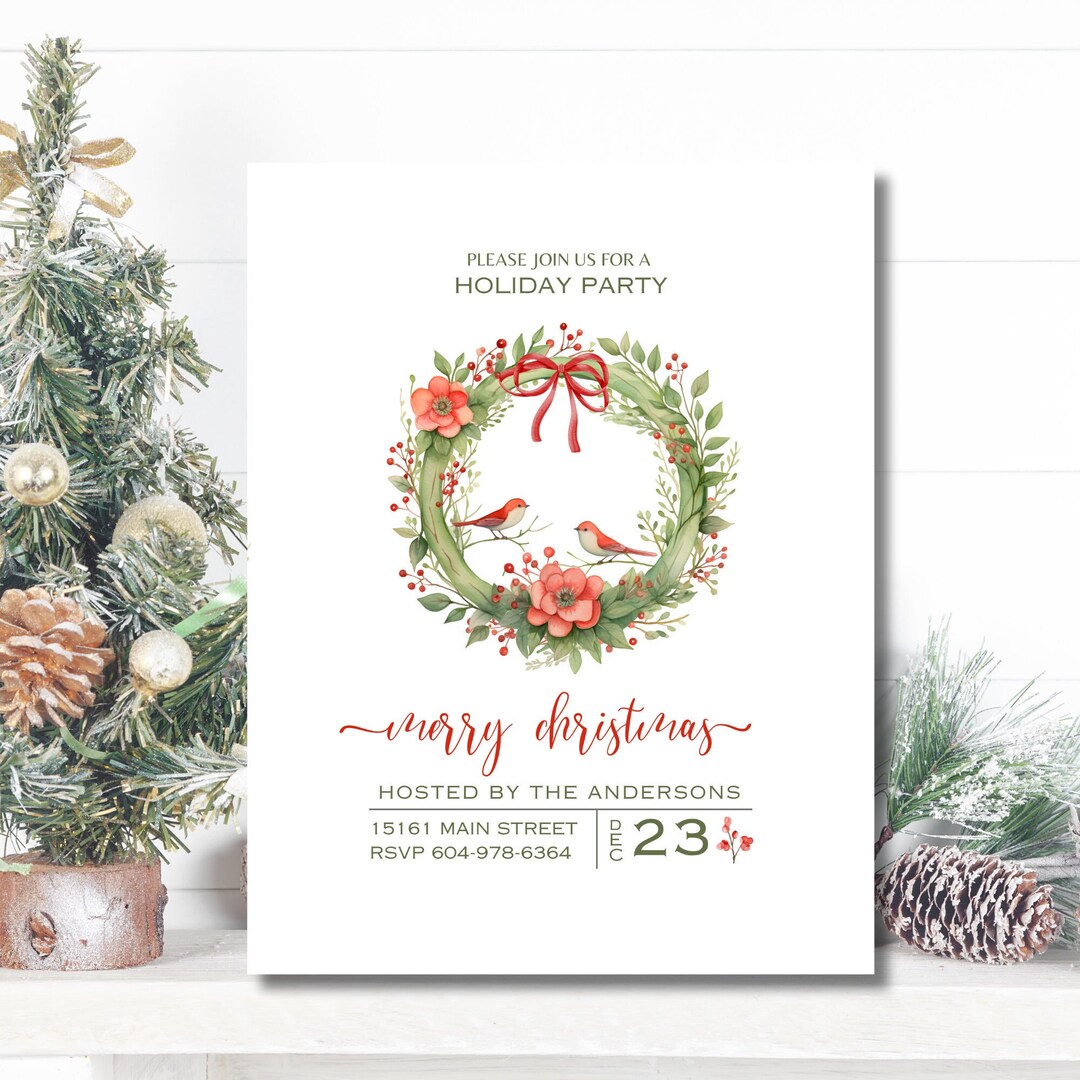 Editable Christmas Party Invitation 5x7, Merry Christmas Template ...