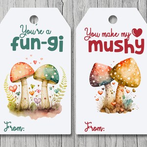 Mushroom Valentine / Printable PDF / Valentines Day Tags / Gift Tags ...