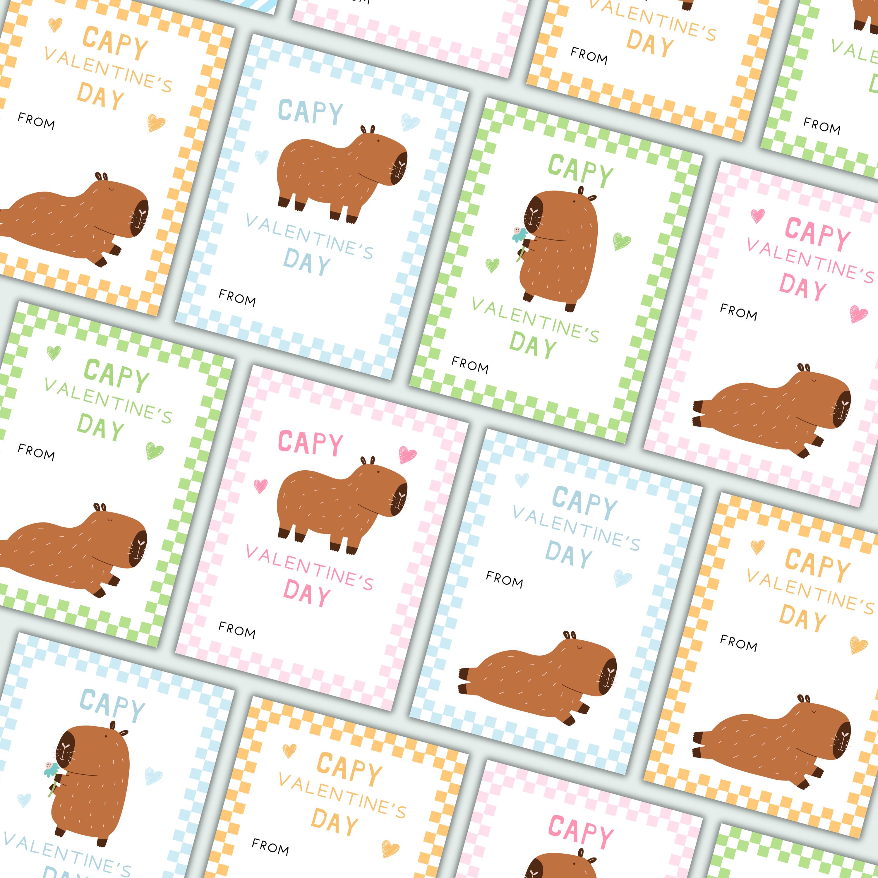 Capybara Valentines Day Card Printable, Capy Valentine Card Exchange ...