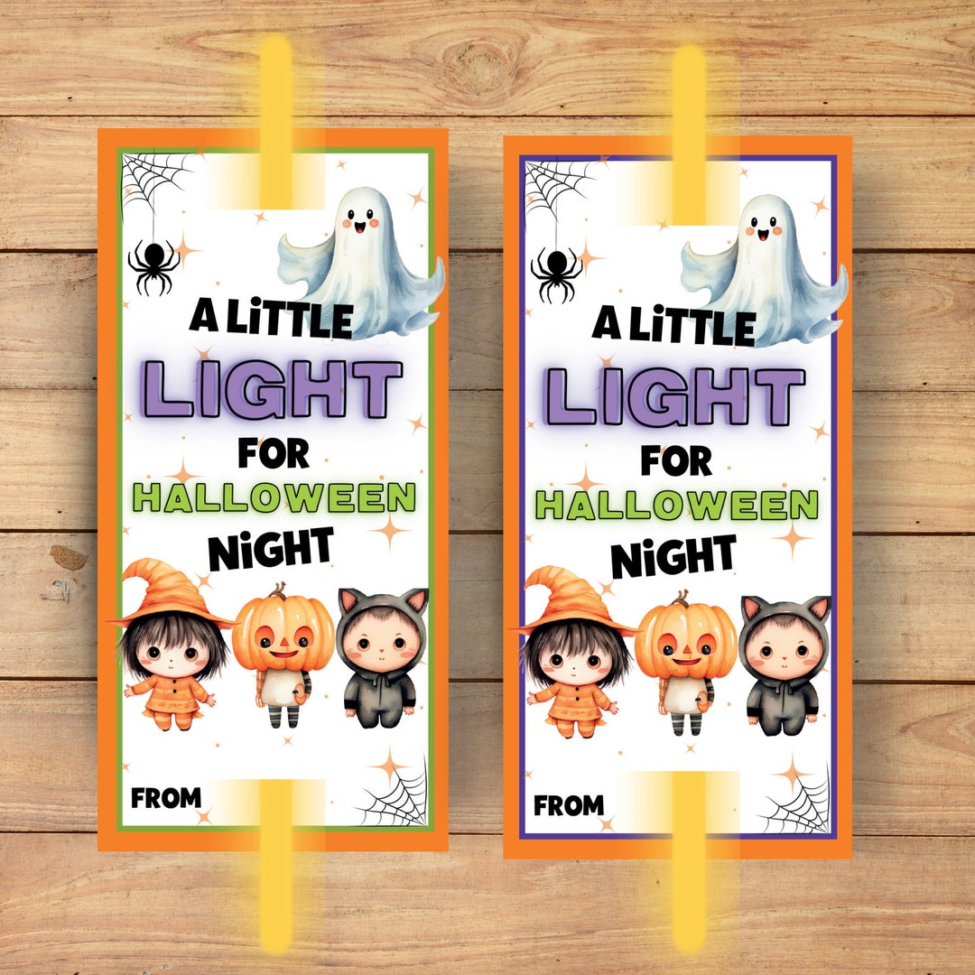 Glow Stick Tag, A Little Bit of Light for Halloween Night, Printable ...