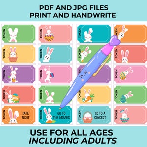 Printable Easter Egg Tokens, Easter Egg Filler Coupons, Easter Coupons ...