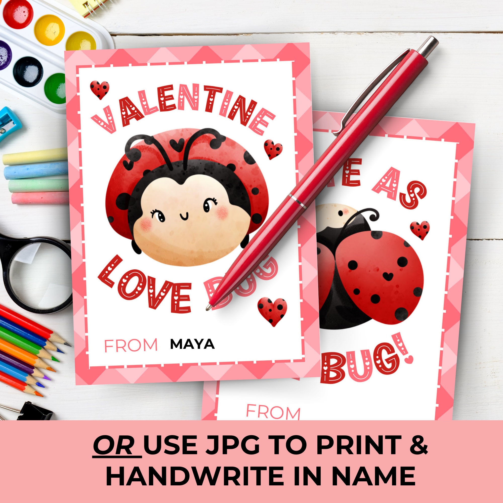 EDITABLE Ladybug Valentine Card, Love Bug Printable Valentines ...