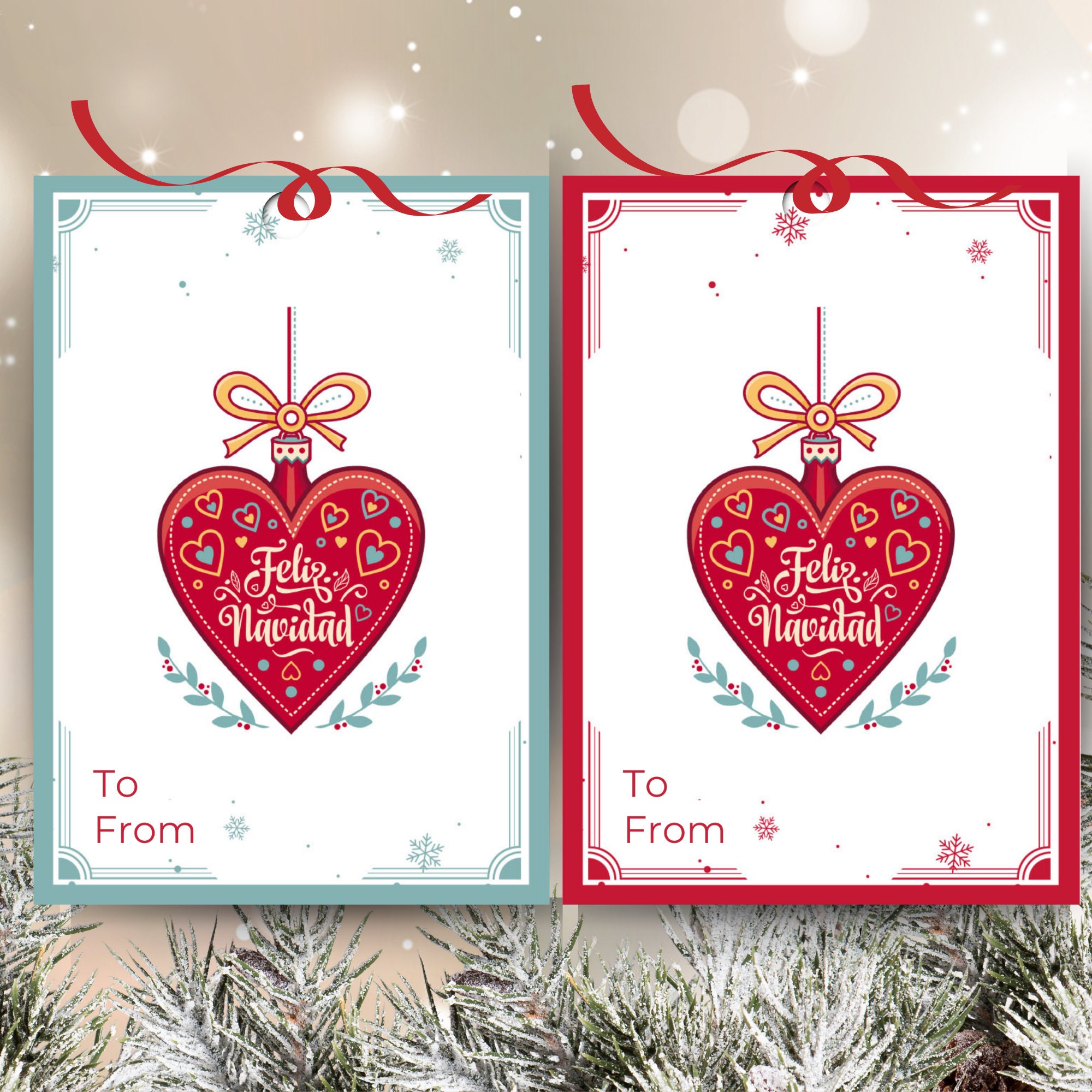 EDITABLE Feliz Navidad Tag, Spanish Christmas Gift Tags, Printable ...