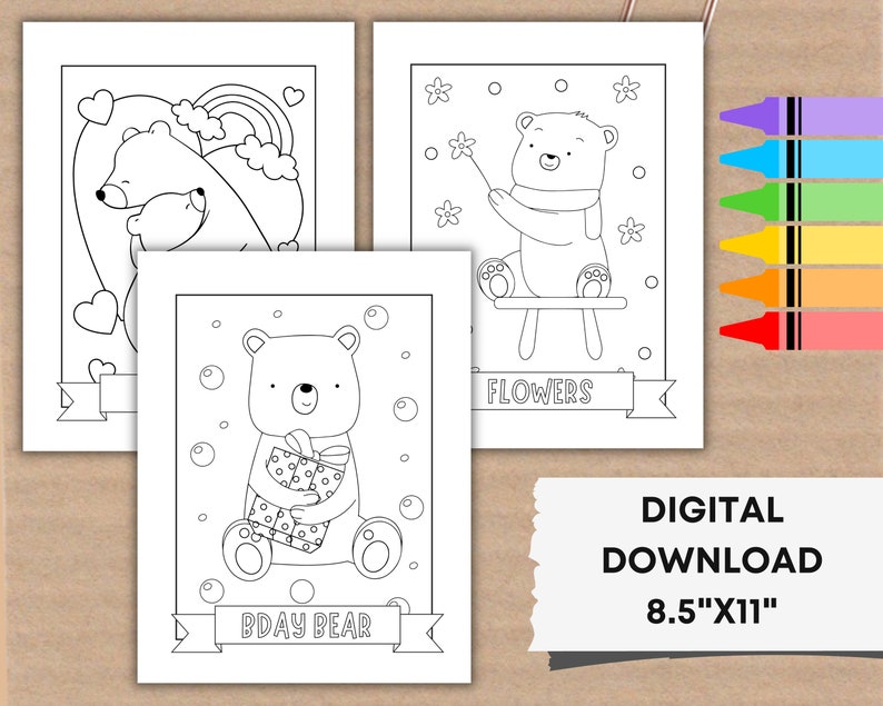 Teddy Bear Coloring Sheets / Printable PDF / Bear Coloring Page ...