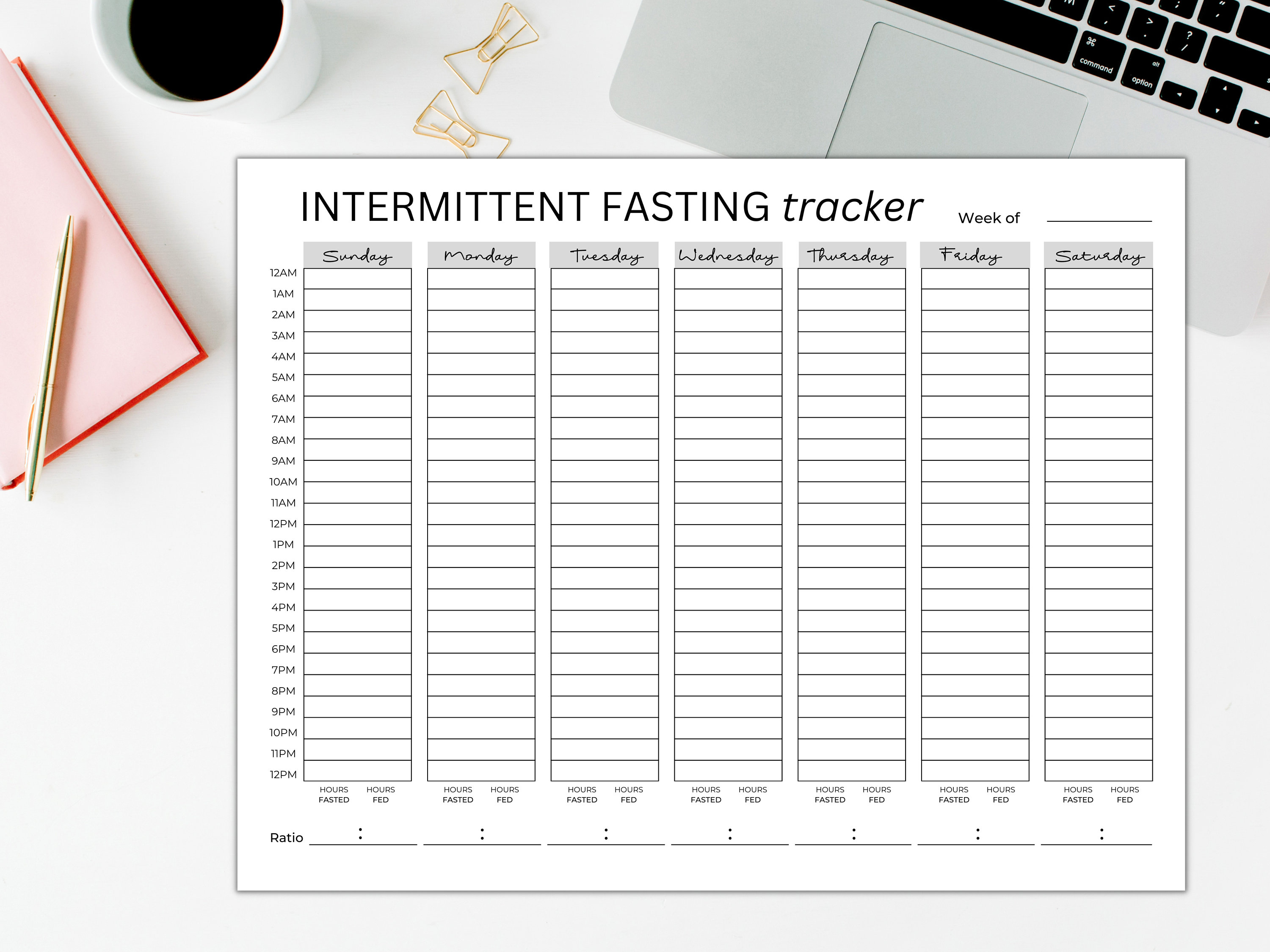 Intermittent Fasting Tracker /weekly Fasting Tracker / Fasting ...