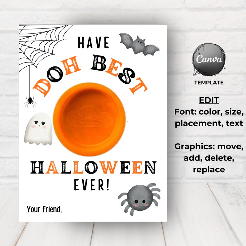 Halloween Play Doh Card Template Printable Doh Best Halloween - Etsy