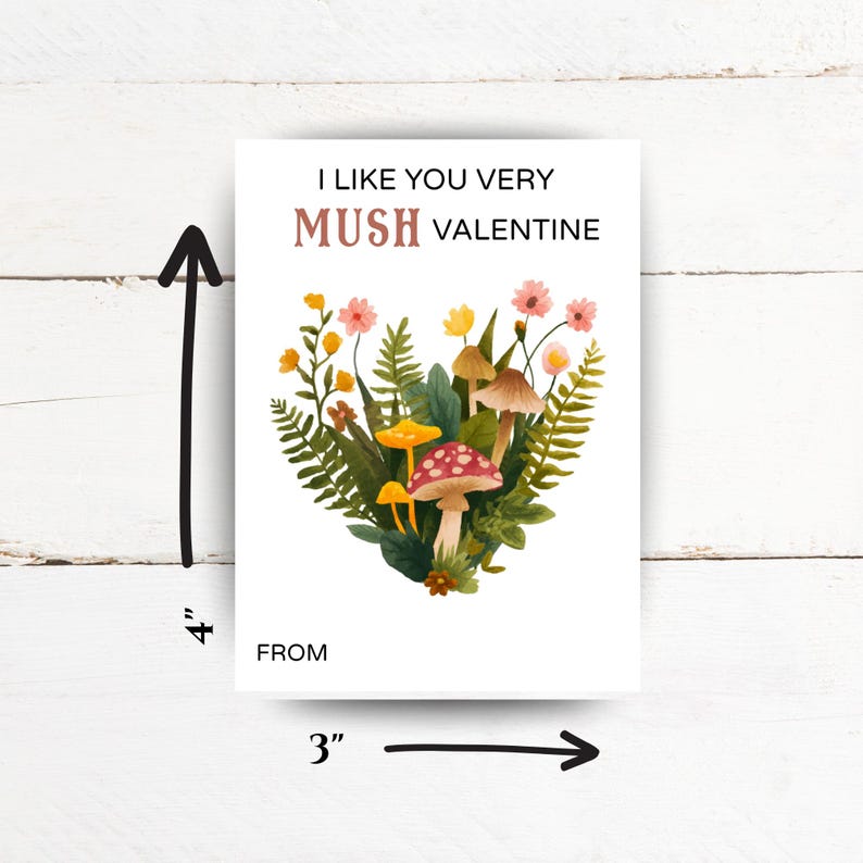 Mushroom Valentine Printable PDF, Valentines Day Cards, Mushroom Cards ...