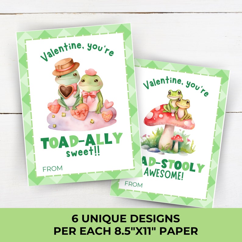 EDITABLE Frog Valentine's Day Cards SET, 12 Printable Valentines, Hoppy ...