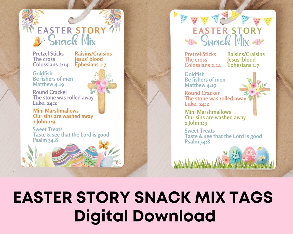 Religious Easter Story Snack Mix Printable Gift Tags Easter - Etsy
