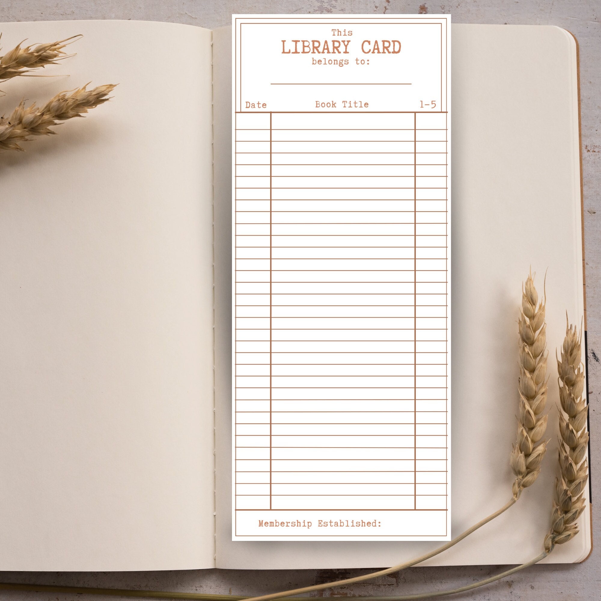 Printable Library Card, Reading Tracker, Reading List Bookmark, Vintage ...