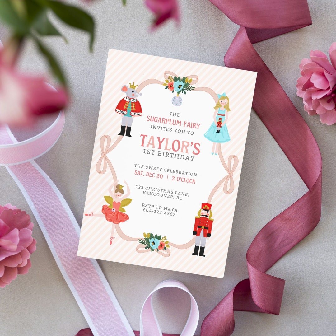 Editable Nutcracker Birthday Invitation, Nutcracker Ballet Christmas ...