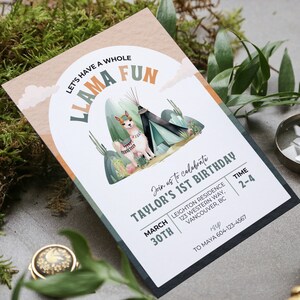 EDITABLE Llama Birthday Invitation, A Whole Llama Fun, Llama Invitation ...