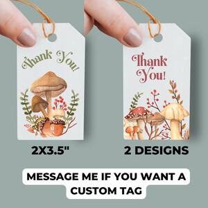 Mushroom Gift Tags, Watercolor Mushroom, Printable Thank You Tags ...