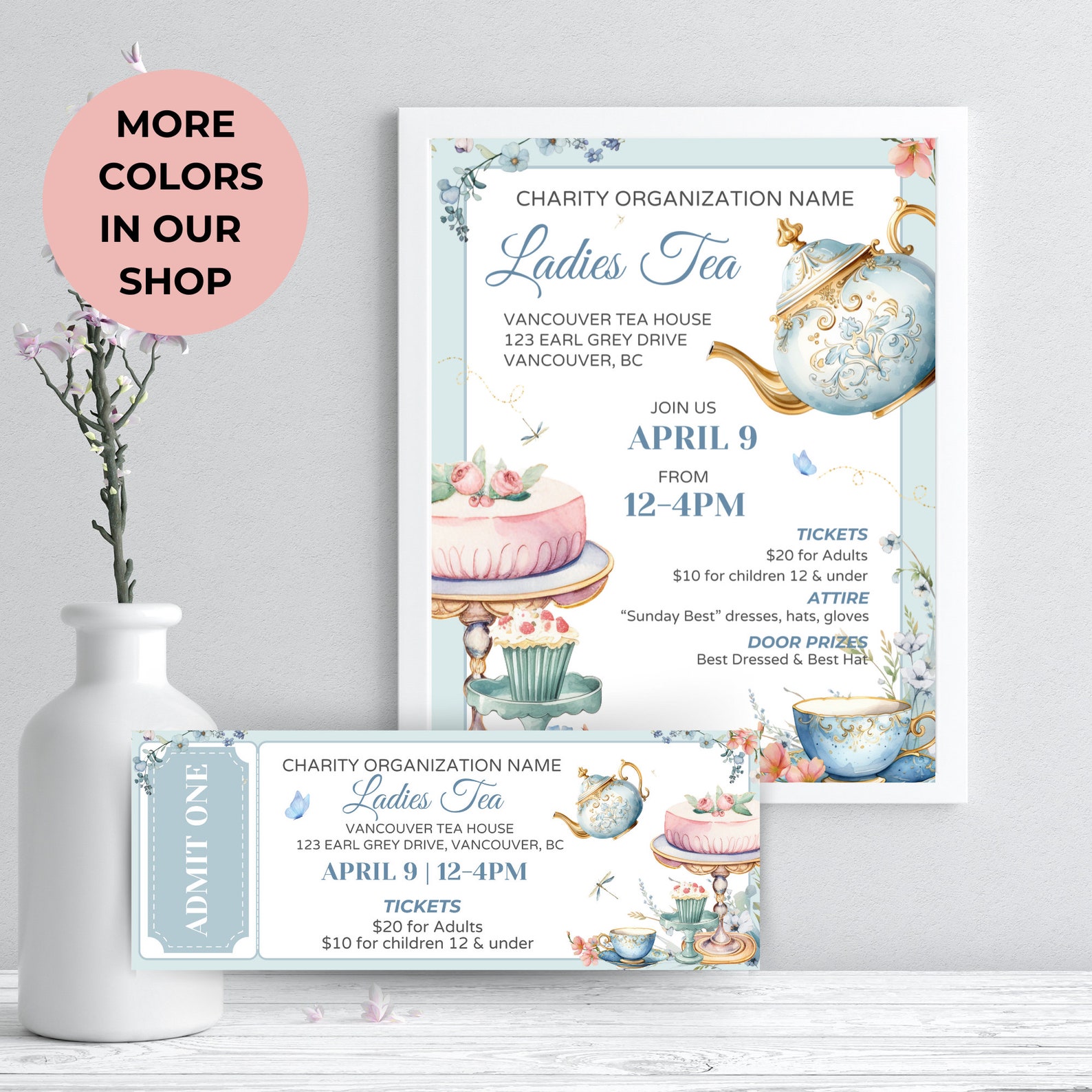 EDITABLE Tea Party Event Ticket, High Tea Party Template, Tea Party ...