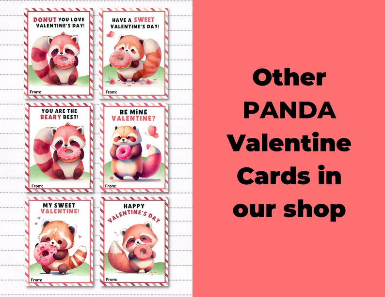 Panda Valentine Printable / Set of Valentine Cards / Printable ...