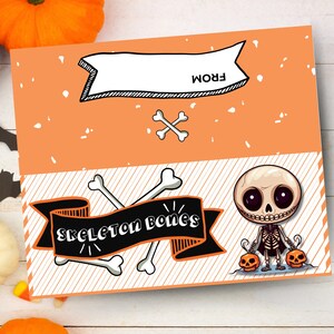 Editable Skeleton Halloween Treat Bag Toppers, Bag of Bones Bag Topper ...