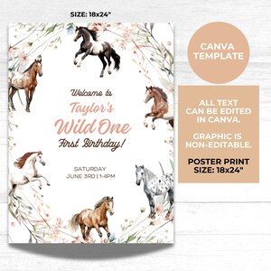Horse Birthday Welcome Sign Template, Girl Saddle up Party Decor ...