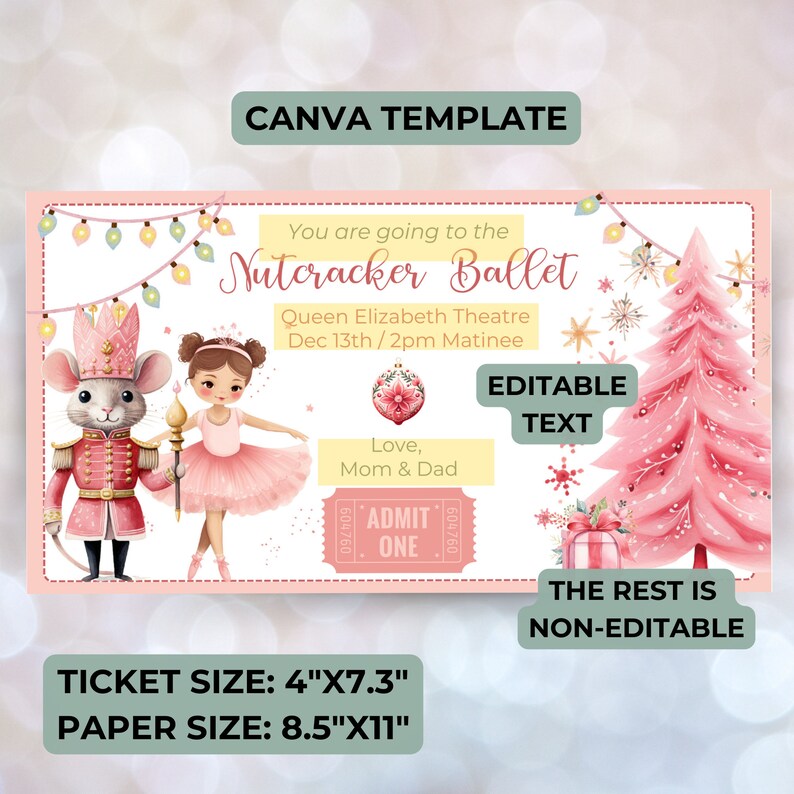 Editable Nutcracker Ticket Personalized Nutcracker Ballet - Etsy Editable Nutcracker Ticket Personalized Nutcracker Ballet - Etsy