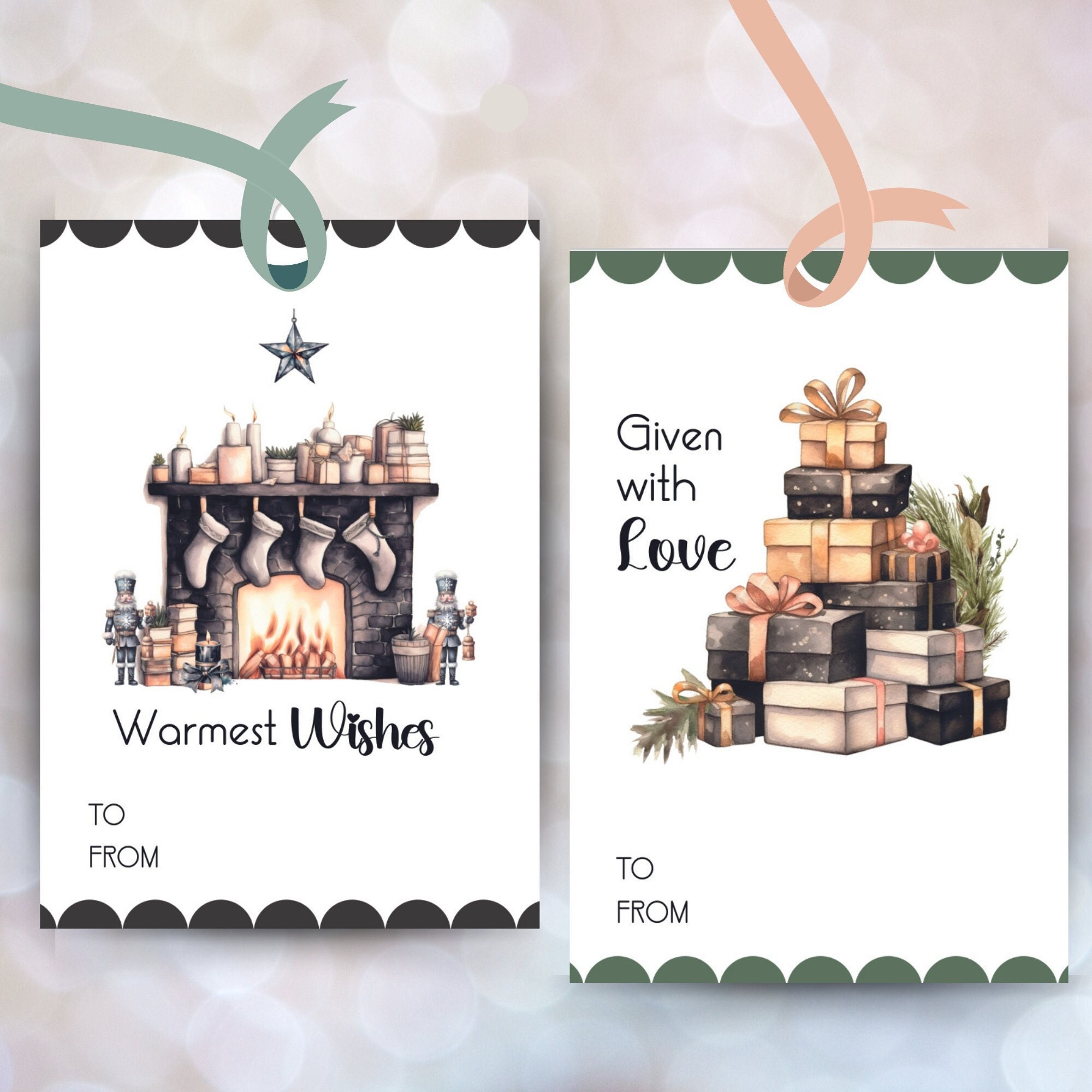 Editable Gothic Christmas Tags Printable Black Christmas Gift - Etsy