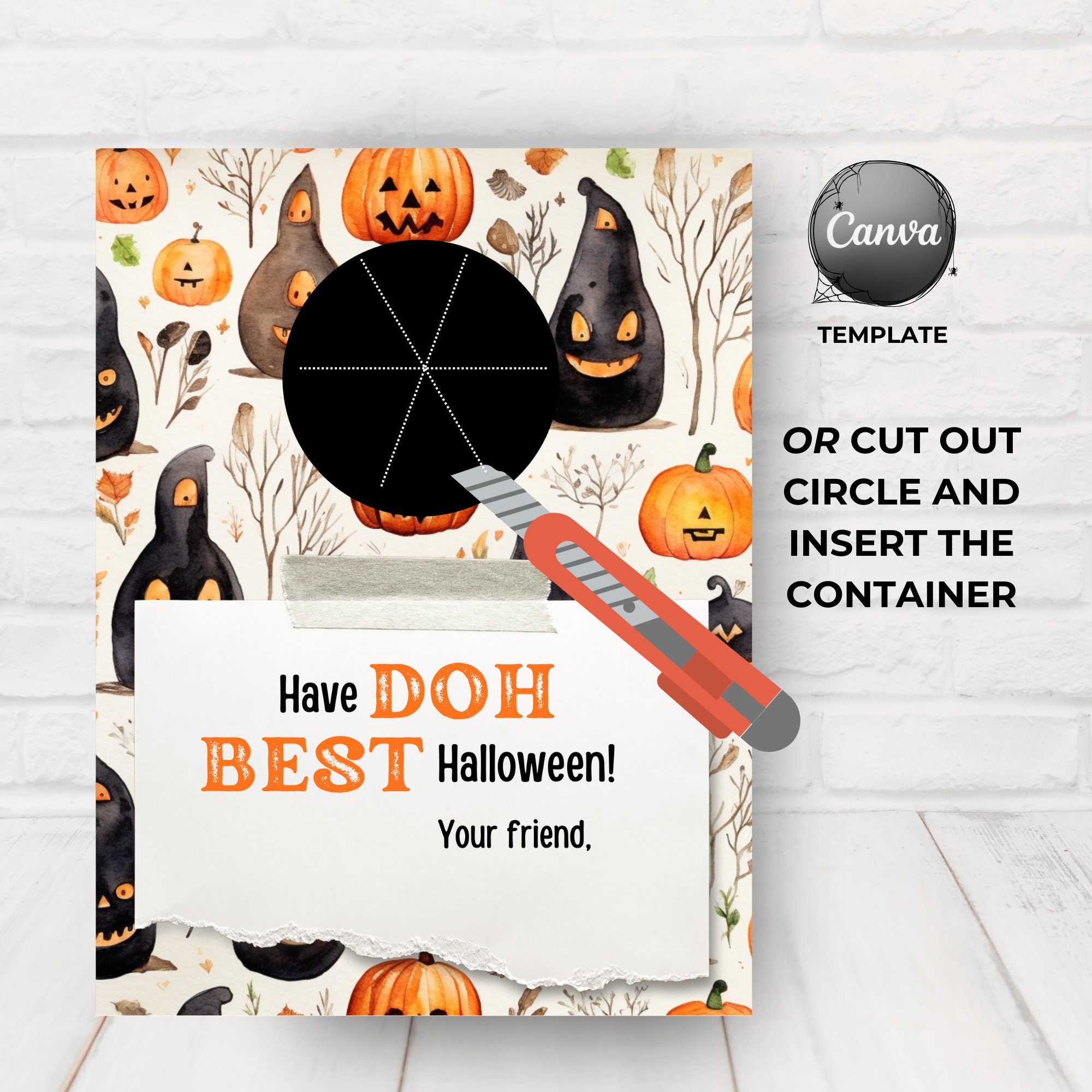 Halloween Play Doh Card Template Printable Doh Best Halloween - Etsy