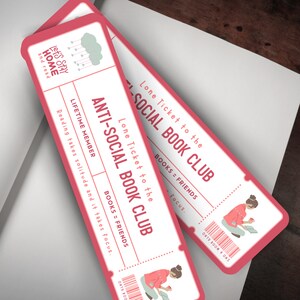 Anti-social Club Bookmark, Pink Bookmark Ticket, Bookish Gift, Cute ...