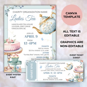 EDITABLE Tea Party Event Ticket, High Tea Party Template, Tea Party ...