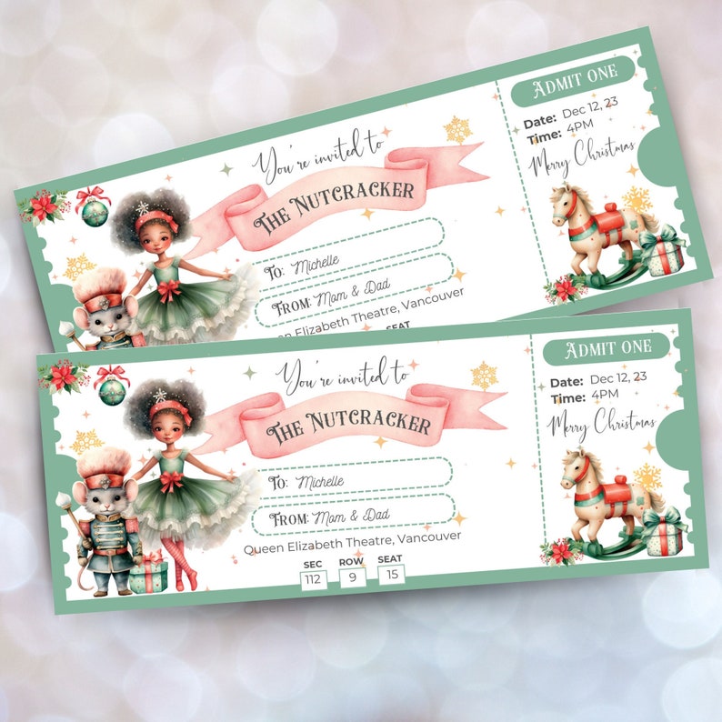 Editable Nutcracker Ticket , Personalized Nutcracker Ballet Surprise ...
