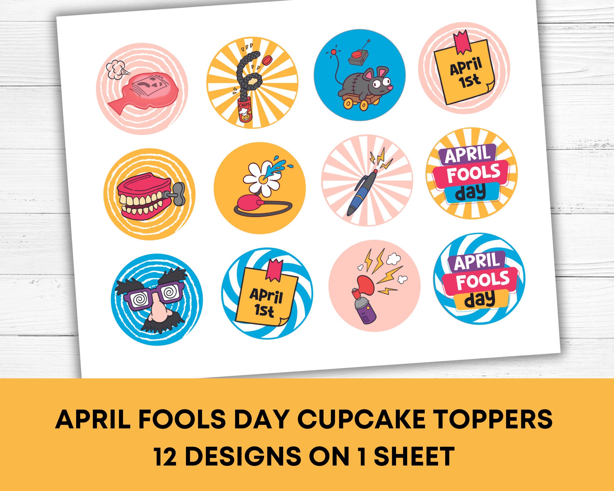 April Fools Day Cupcake Toppers, April Fools Party Printable, April ...