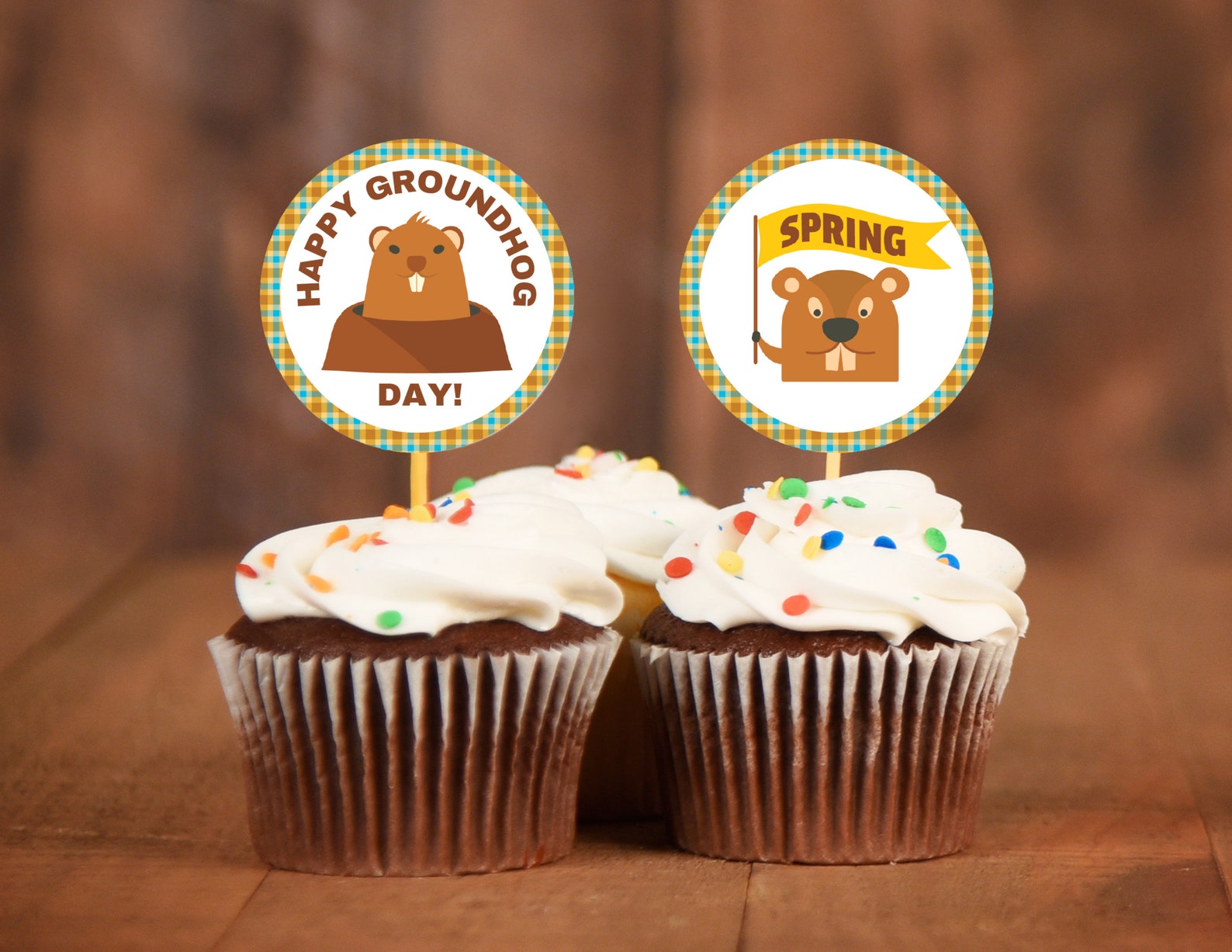 Groundhog Day Cupcake Toppers / Party Printable / Punxsutawney Phil ...