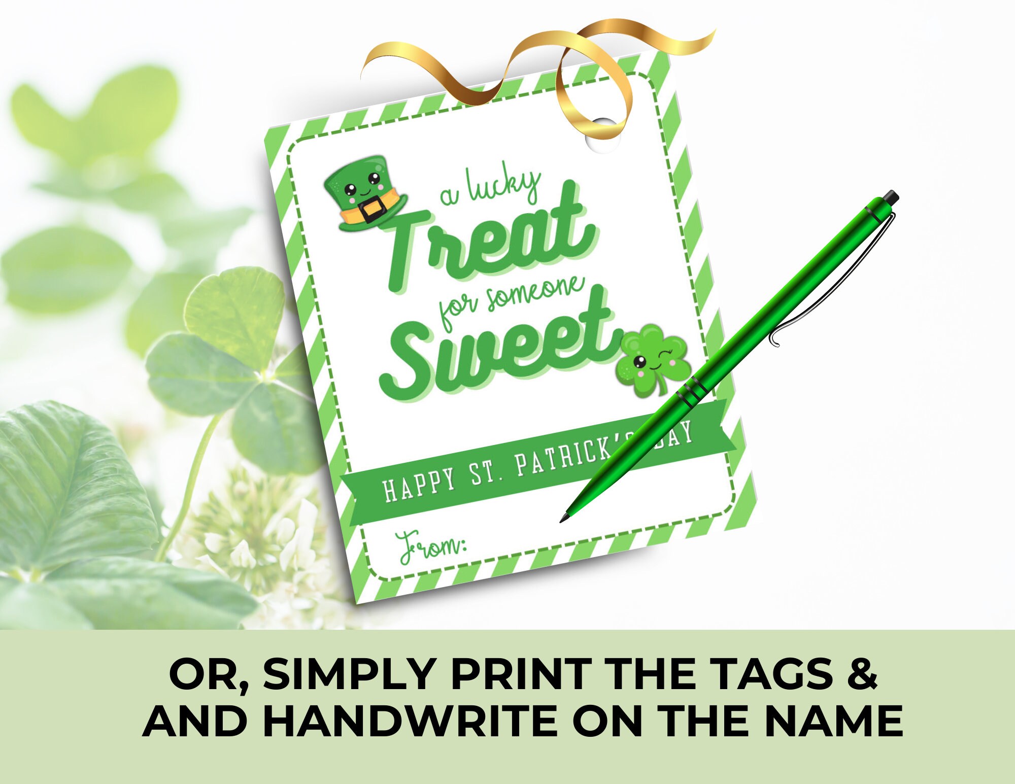 EDITABLE St Patrick's Day Gift Tags, Lucky Treat for Someone Sweet Tag ...
