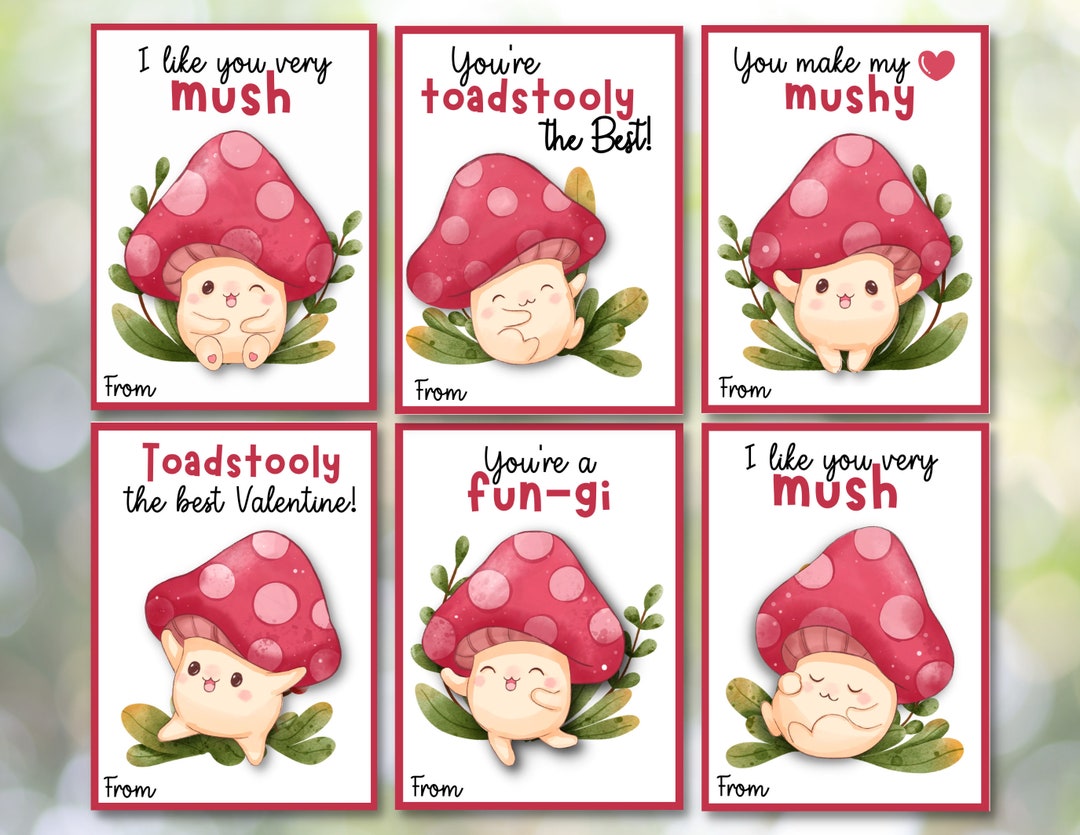 Mushroom Valentine / Printable PDF / Valentines Cards / Cards ...