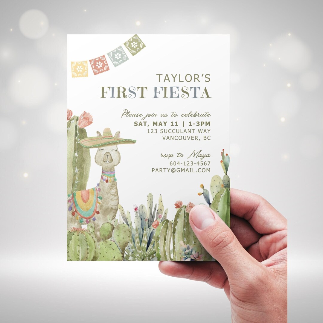 EDITABLE First Fiesta Birthday Invitation, Boy First Fiesta Watercolor ...