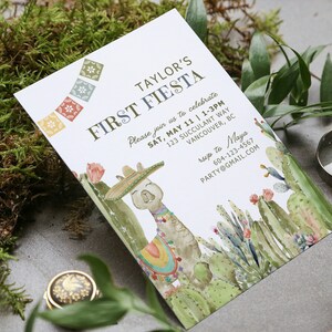 EDITABLE First Fiesta Birthday Invitation, Boy First Fiesta Watercolor ...
